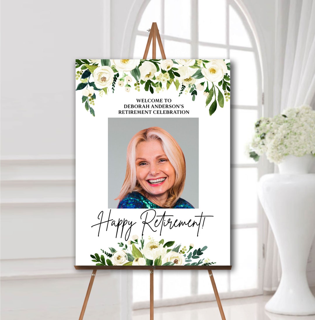 Retirement Party Welcome Sign With Photo for Women, Happy Retirement ...