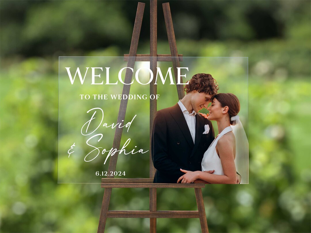 Wedding Sign Acrylic, Wedding Welcome Sign With Picture, Custom Wedding ...