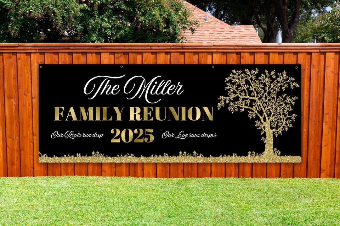 Family Reunion Banner Outdoor Family Reunion Decorations Black and Gold ...