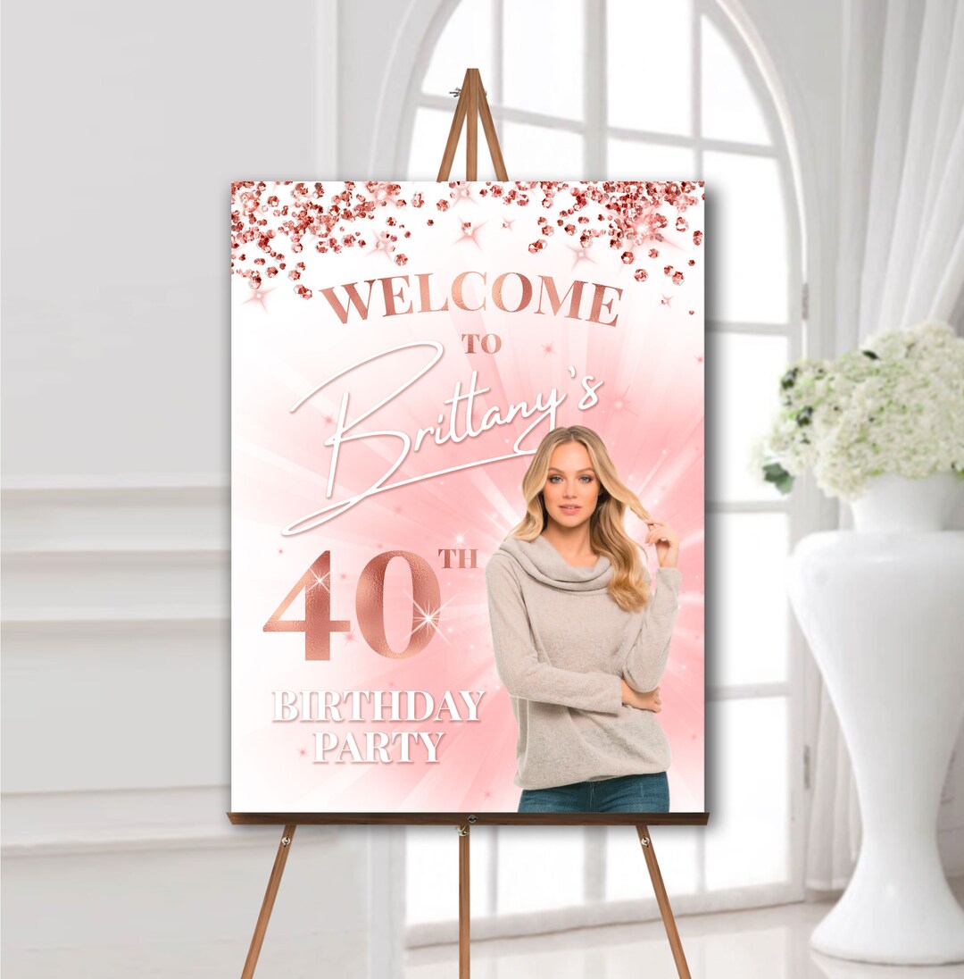 40th Birthday Welcome Sign With Photo Birthday Sign - Etsy