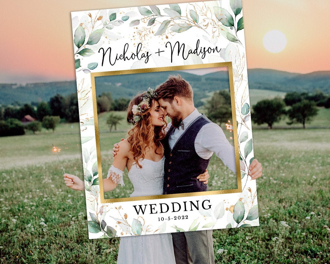 Wedding Decoration Elegant Wedding Sign Greenery and Gold Wedding Photo ...
