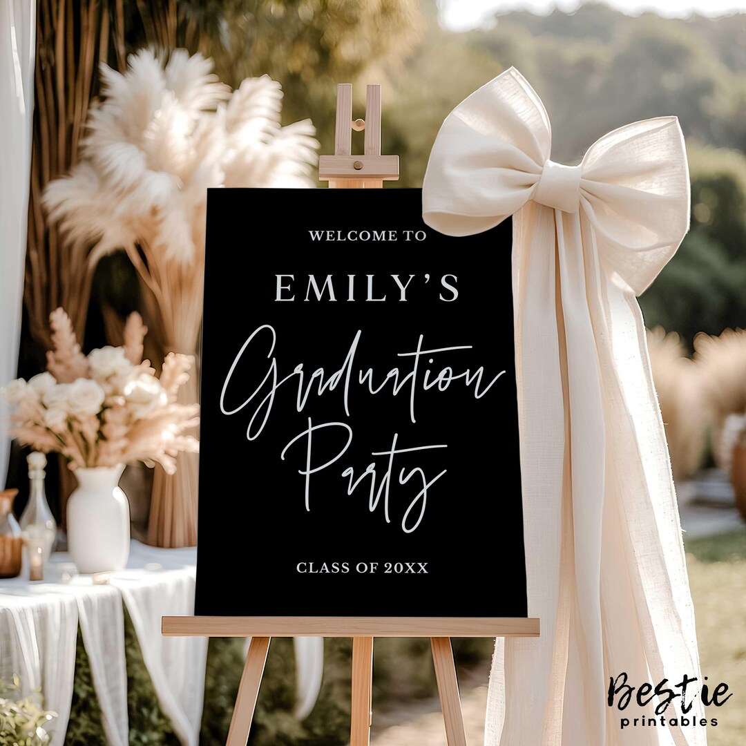 Black and White Graduation Welcome Sign, Modern Party Decor (foam Board ...