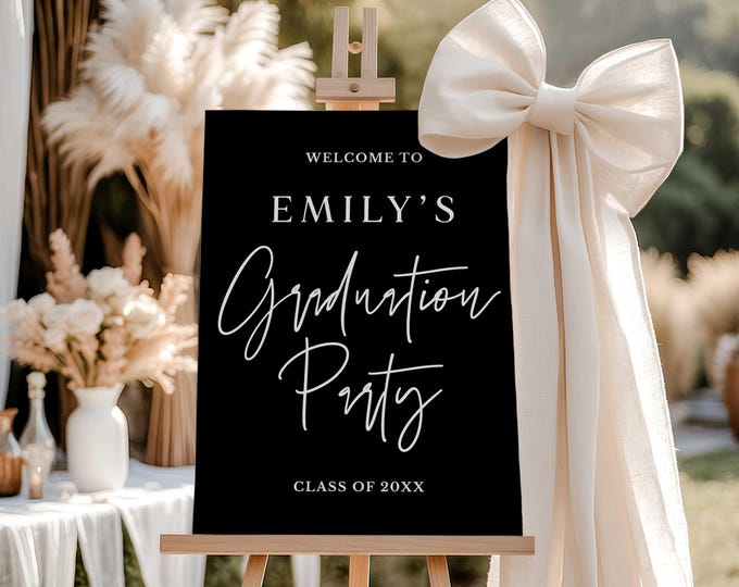 Black Graduation Welcome Sign, Custom Graduation Party Foam Board ...