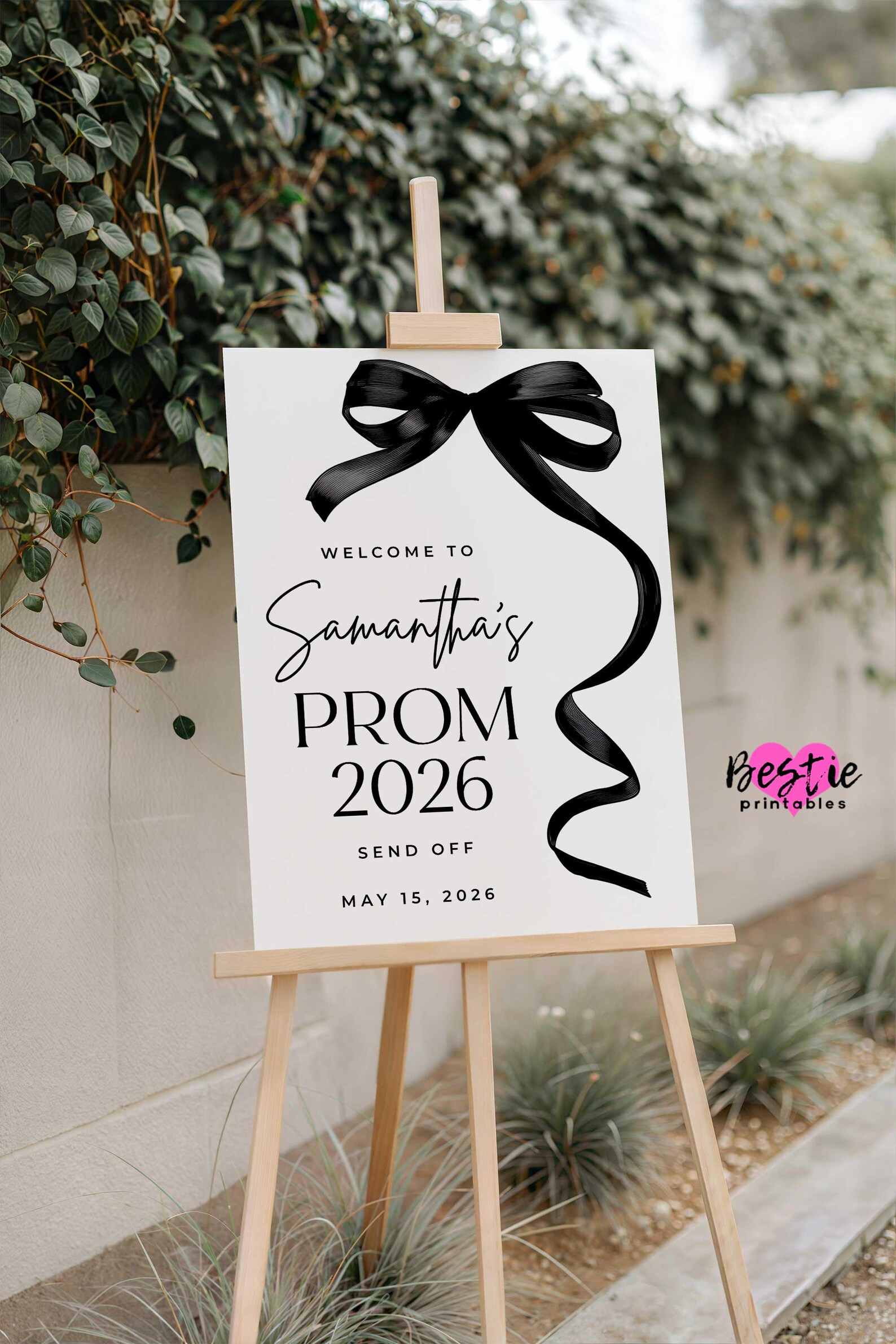 Prom Send off Sign, Black Bow Decor, Coquette Theme (shipped Poster ...