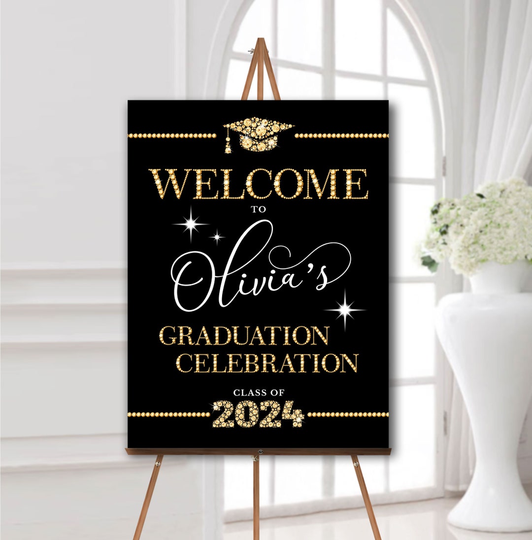 Graduation Party Welcome Sign Elegant, Graduation Party Foam Board With ...