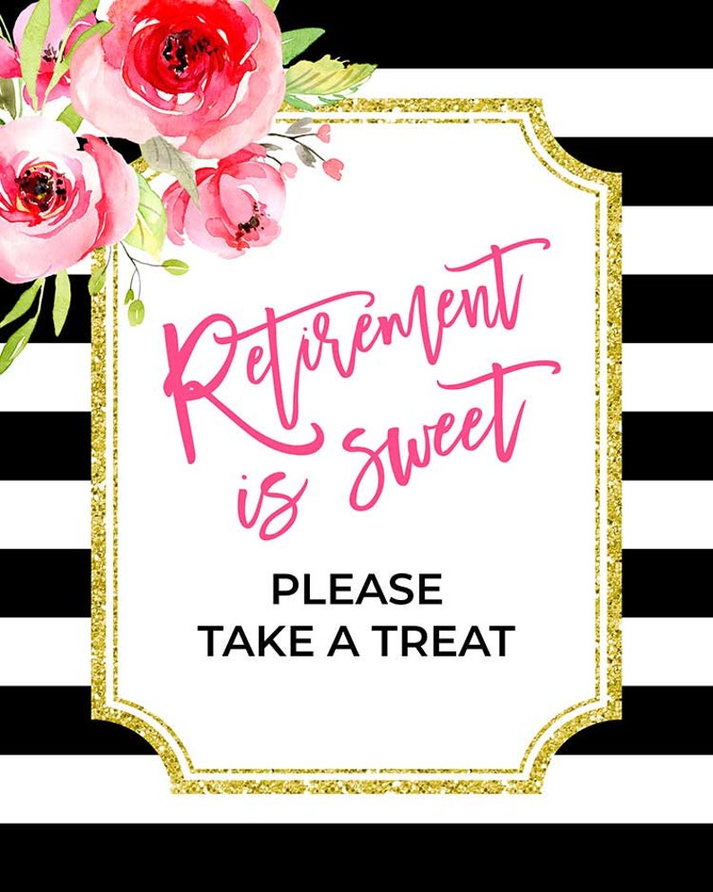 Retirement Sign for Woman Retirement Sign Printable Dessert Table Sign ...