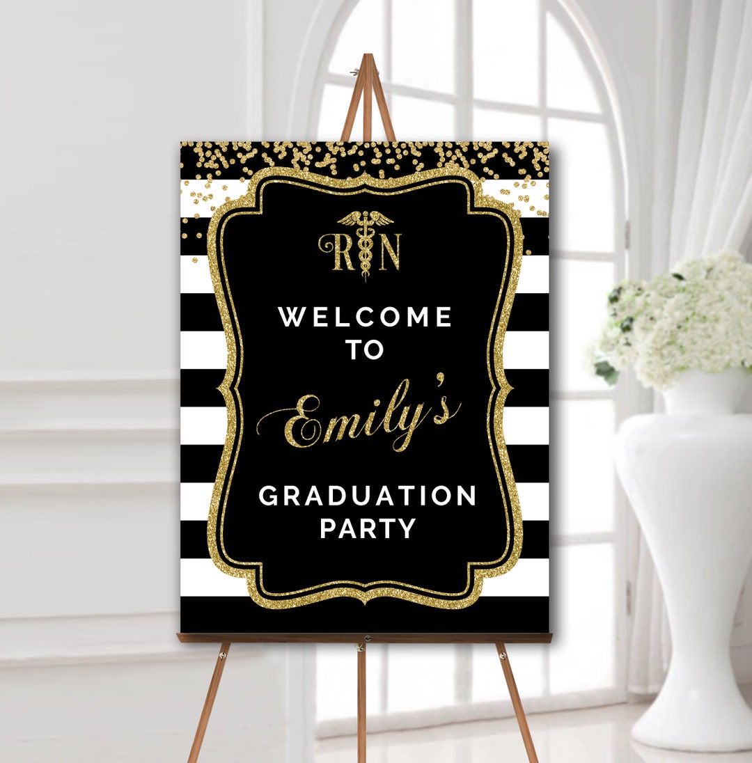 Rn Bsn Lpn Nurse Graduation Party Welcome Sign Nursing Graduation Party ...