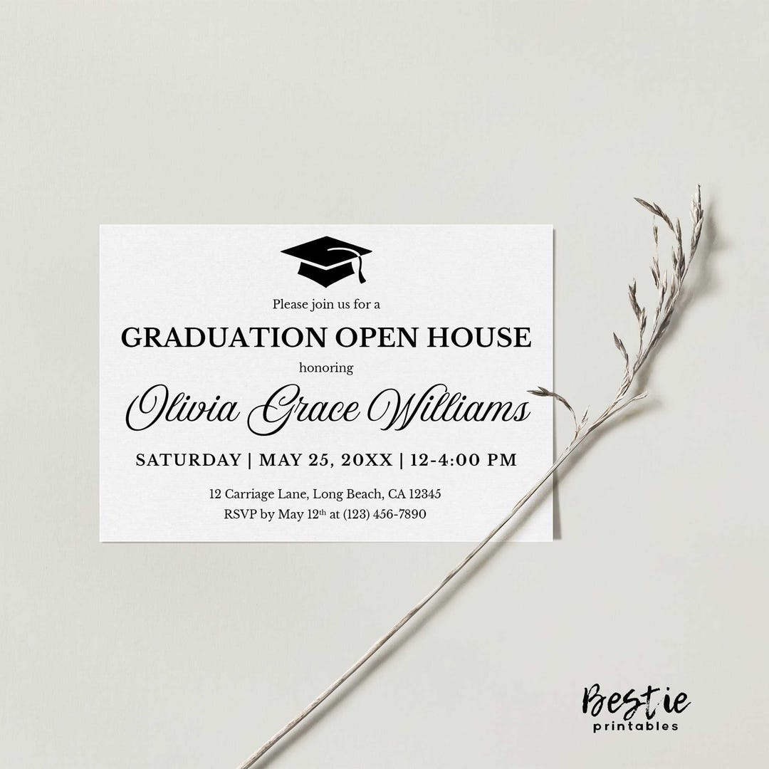 Graduation Open House Insert Card, Printable Template Inserts, 3 Size ...