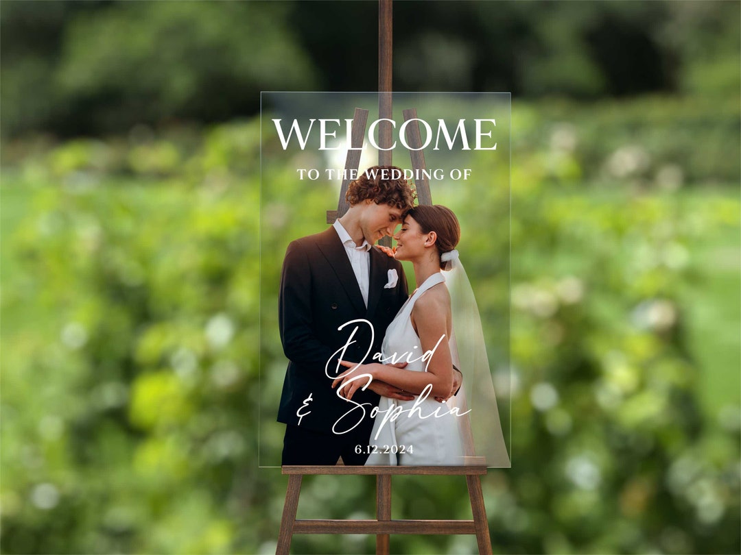 Wedding Welcome Sign Acrylic, Wedding Sign With Picture, Custom Wedding ...