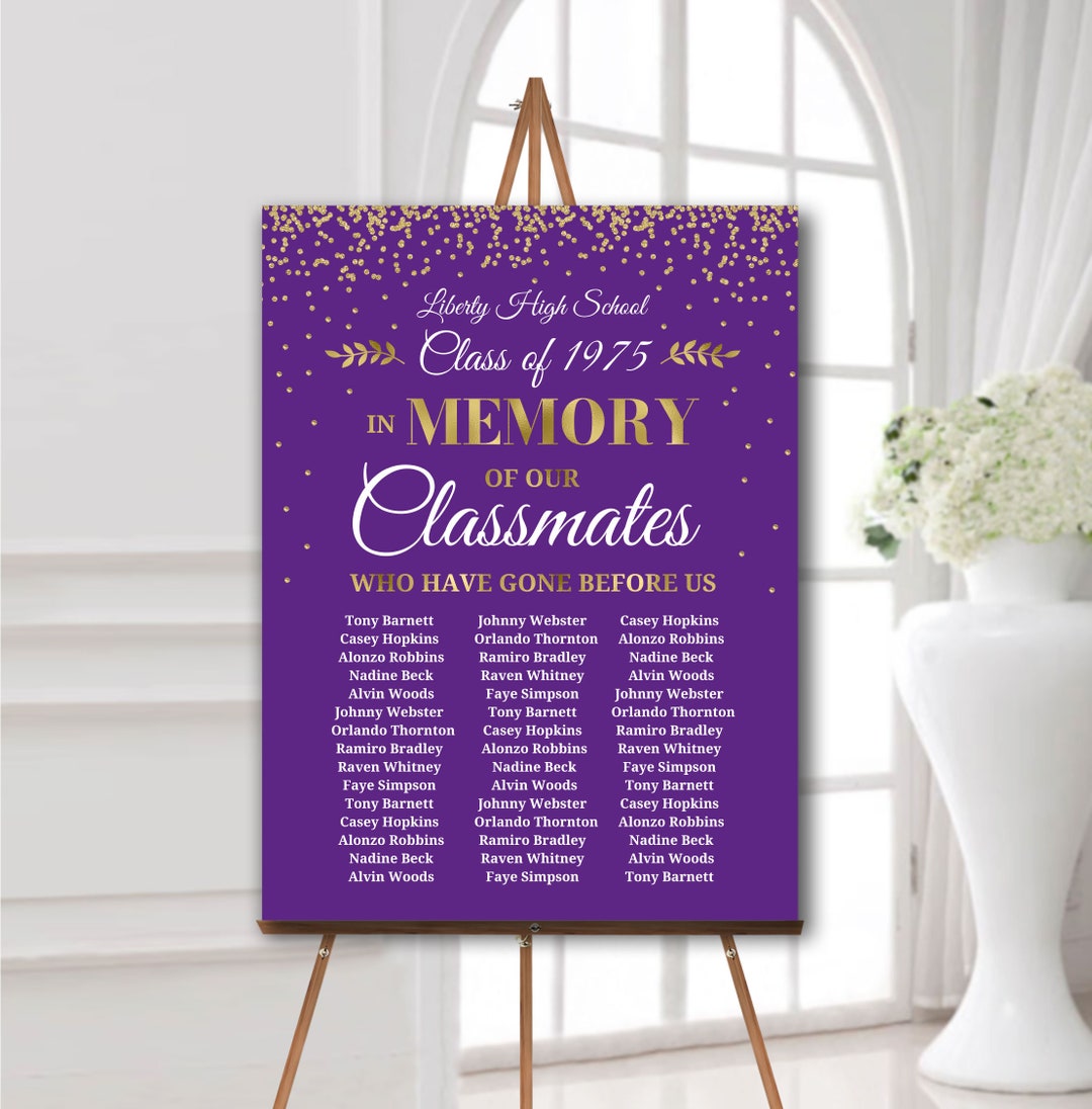 Reunion Memorial Sign With Names in Memory Sign for Class Reunion ...
