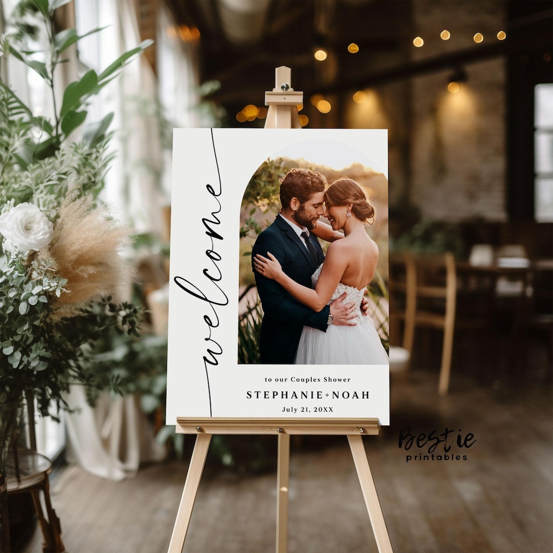 Couples Shower Welcome Sign With Photo, Couple's Shower, Wedding Shower ...