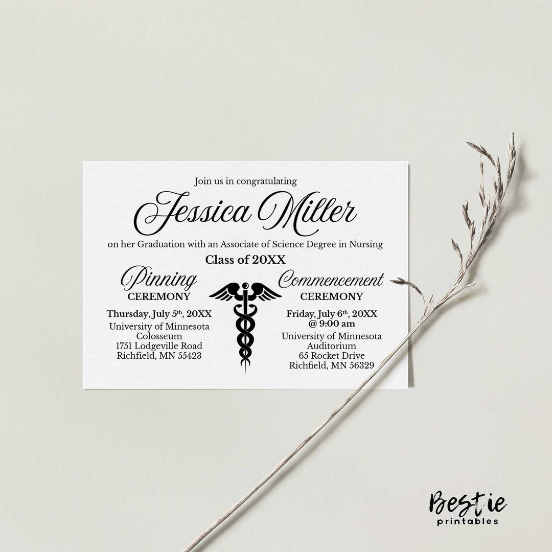 Pinning Ceremony Insert Cards, Commencement Ceremony Inserts, Nurse ...