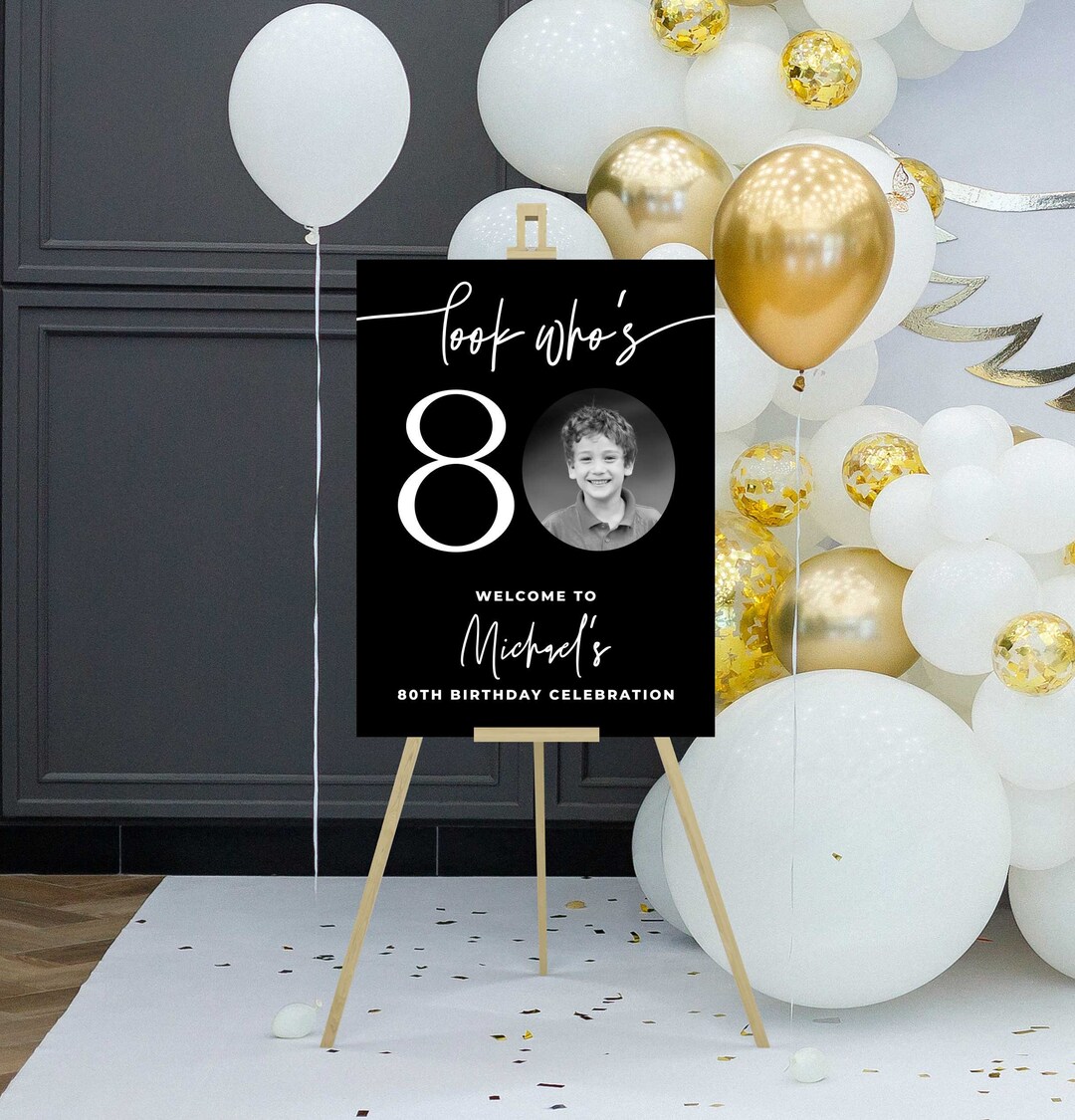 80th Birthday Welcome Sign, Look Who's 80, Foam Board, Poster, Modern ...