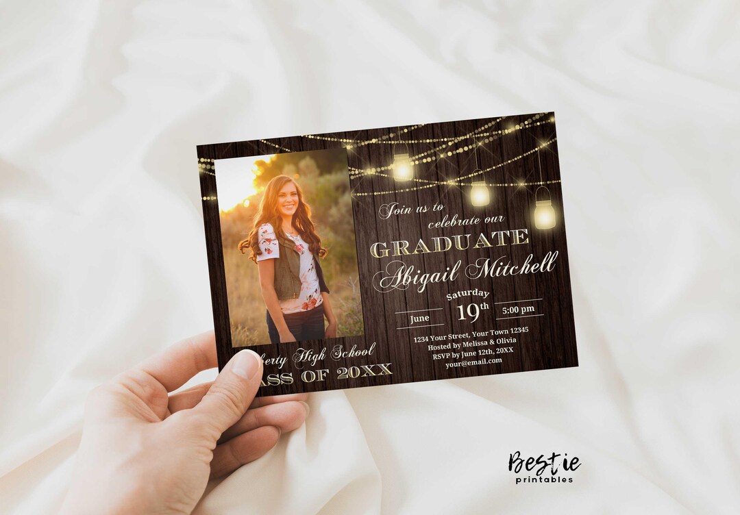 Rustic Graduation Party Invitation, Rustic High School Grad Invitations ...