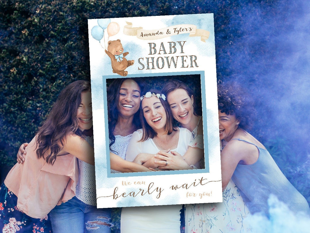 Bearly Baby Shower Decorations Blue Bearly Wait Baby Shower Photo Prop ...