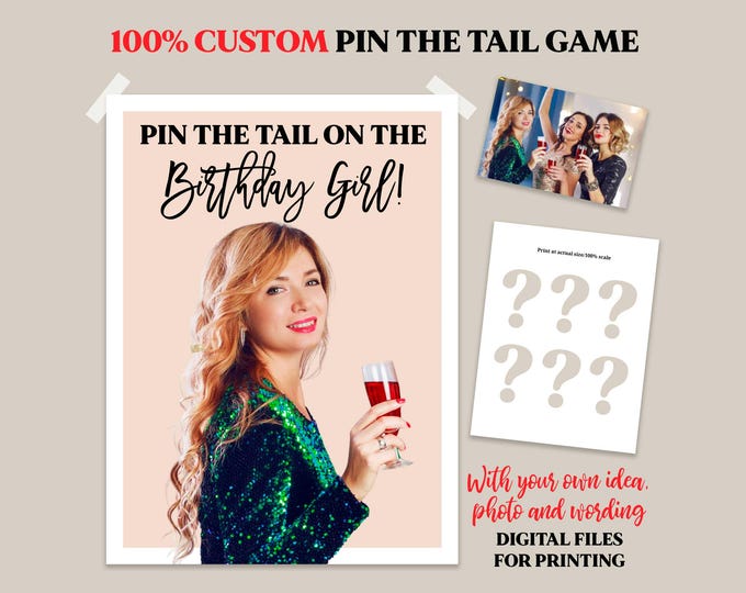 Custom Pin the Tail on the Donkey Game, Customizable Pin the Tail Game ...
