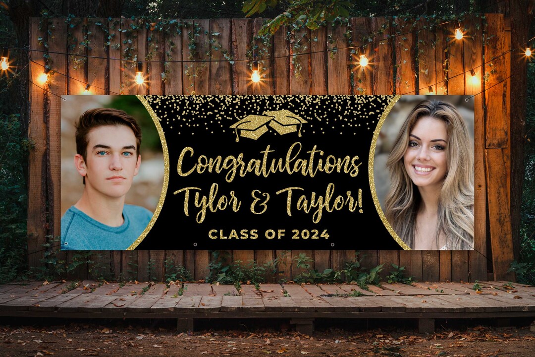 Twin Graduation Banner, Twin Graduation Party Decoration, Outdoor ...