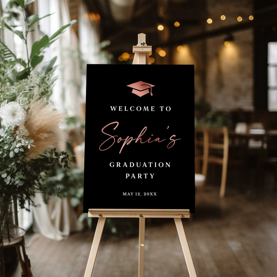 Rose Gold Graduation Welcome Sign, Custom Graduation Board, Graduation ...