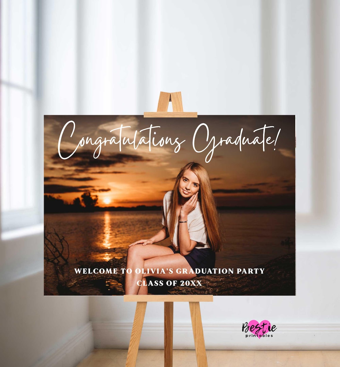 Graduation Welcome Sign With Picture, Horizontal (foam Board or Digital ...