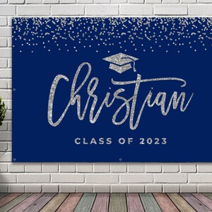 Navy Blue Graduation Party Sign Class of 2023 Banner Graduation ...