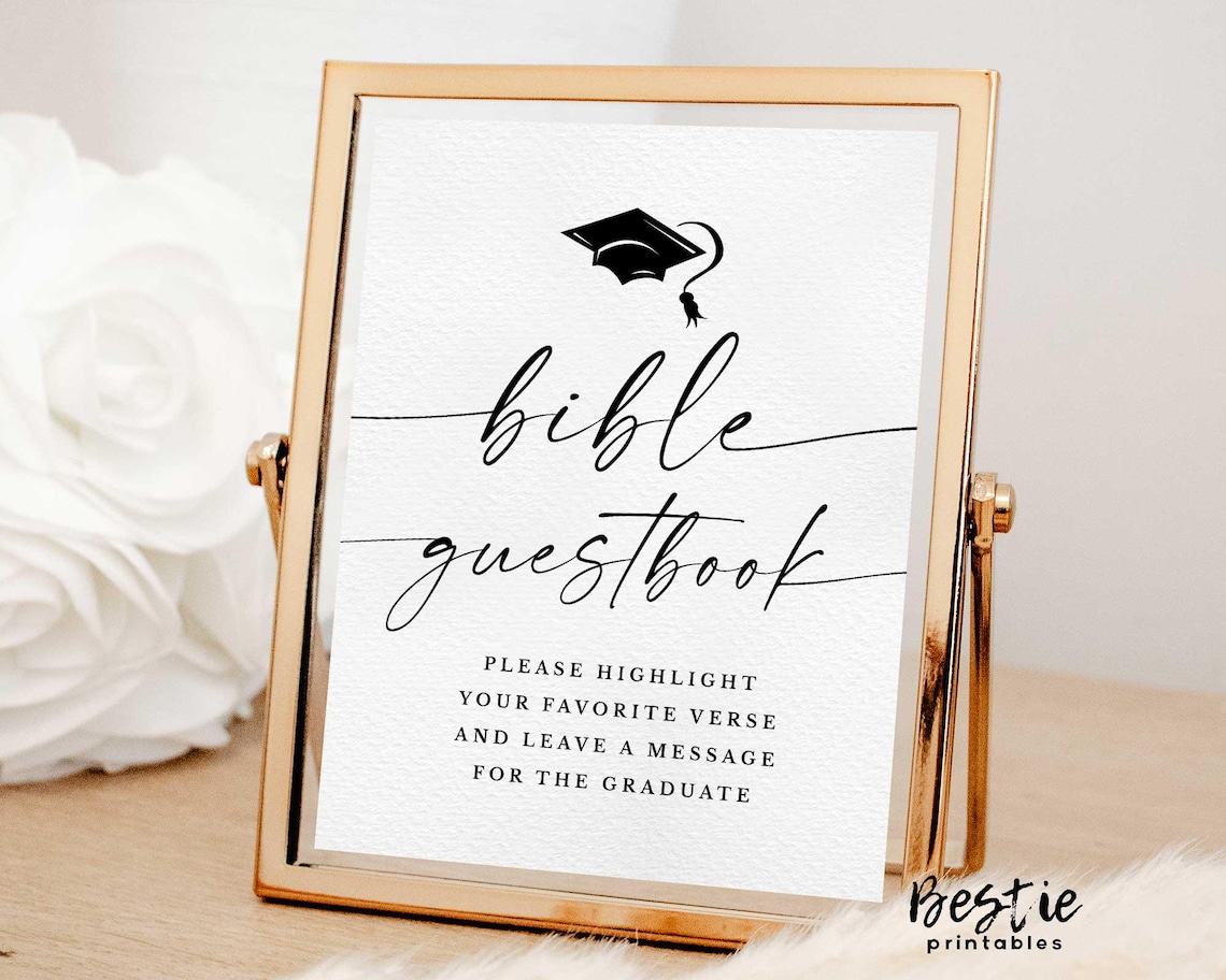 Bible Guestbook Graduation Printable Sign, Bible Guest Book Sign ...