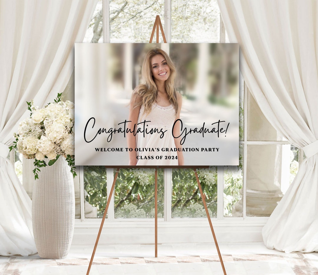 SALE Graduation Welcome Sign With Picture Horizontal, Graduation Board ...