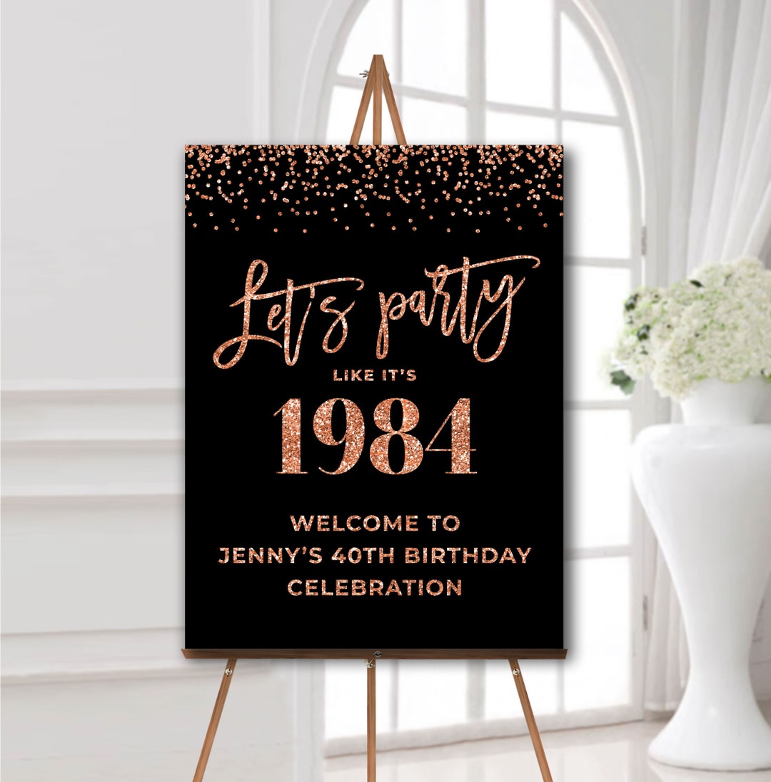 Party Like Its 1984 Poster, 40th Birthday Welcome Sign, Birthday Party ...