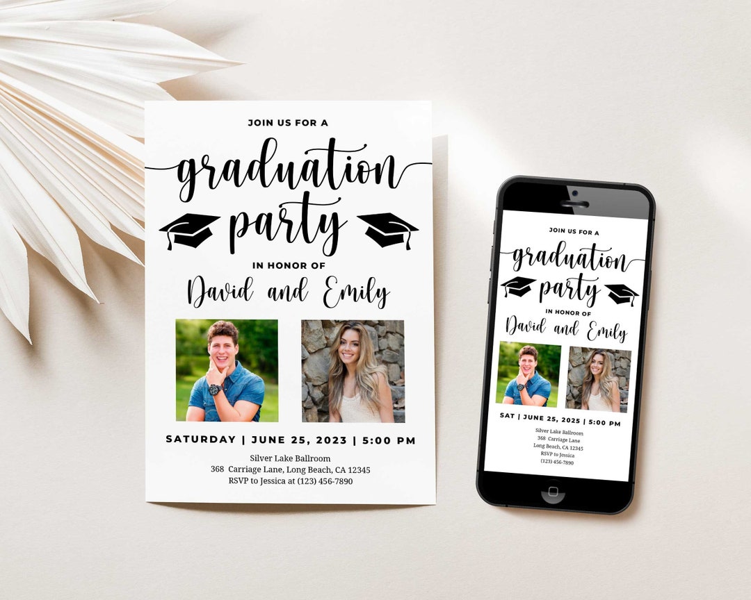 Twin Graduation Party Invitation Simple Graduation Invitations With ...
