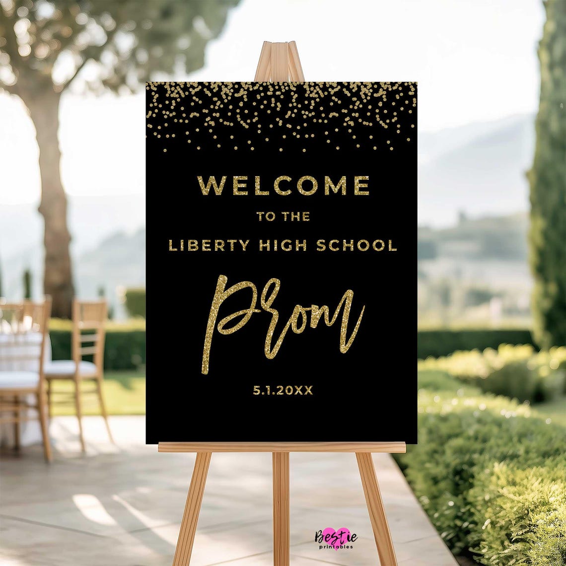 Senior Prom Welcome Sign, Black and Gold Party Decor (printed Board or ...