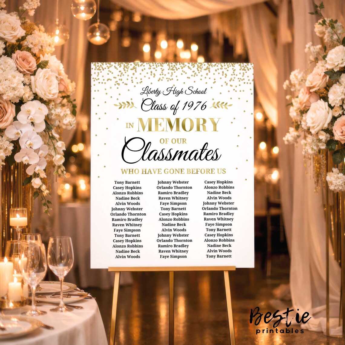 Memorial Class Reunion Sign, in Memory of Classmates, Any Year (printed ...