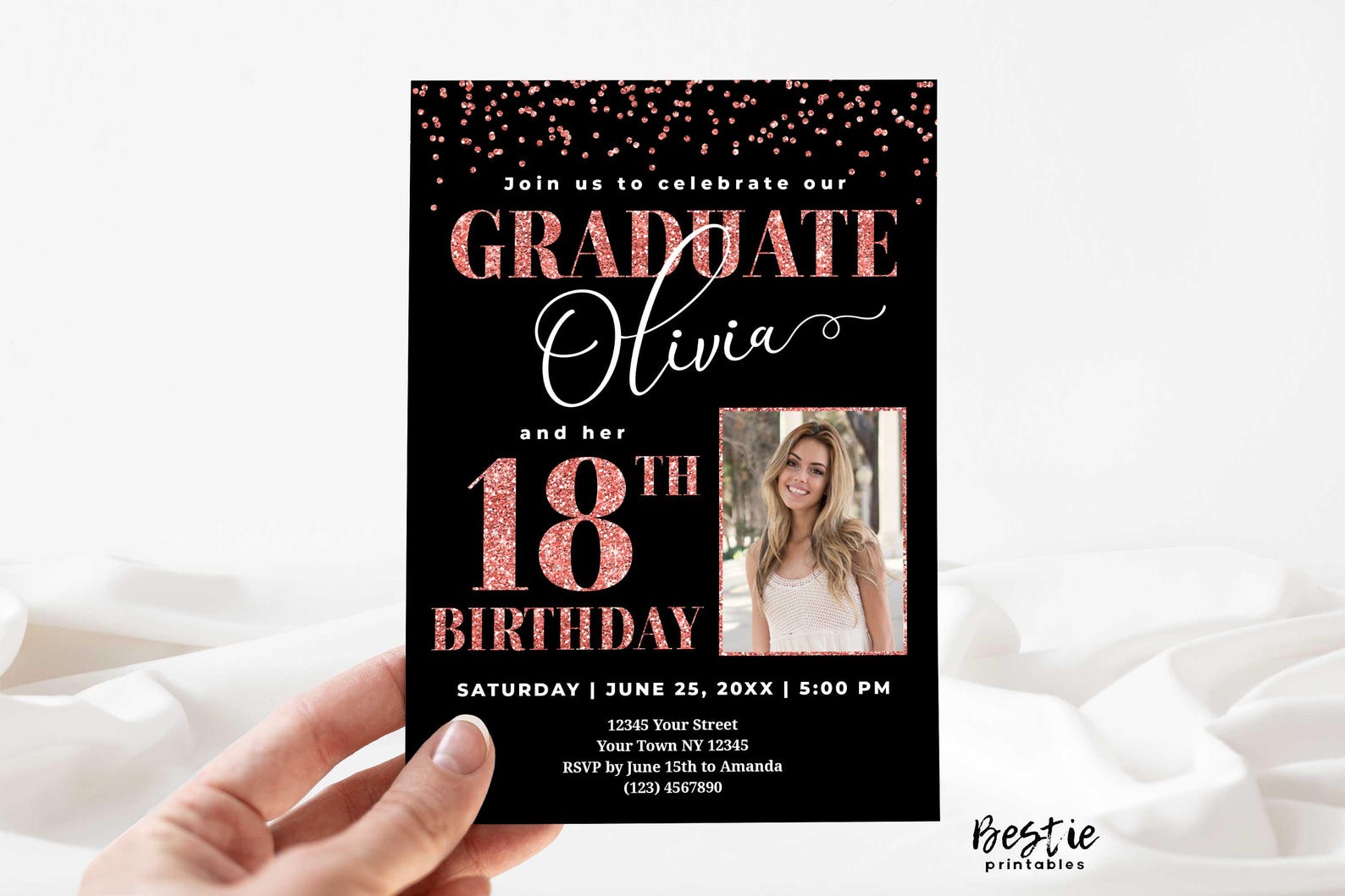 Graduation and Birthday Invitation With Photo, 18th Birthday and ...