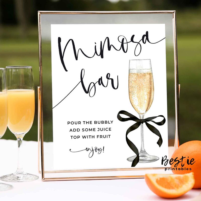 White Bow Mimosa Bar Sign - Etsy