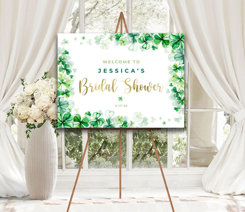 Shamrock Bridal Shower Welcome Sign St Patricks Day Bridal - Etsy