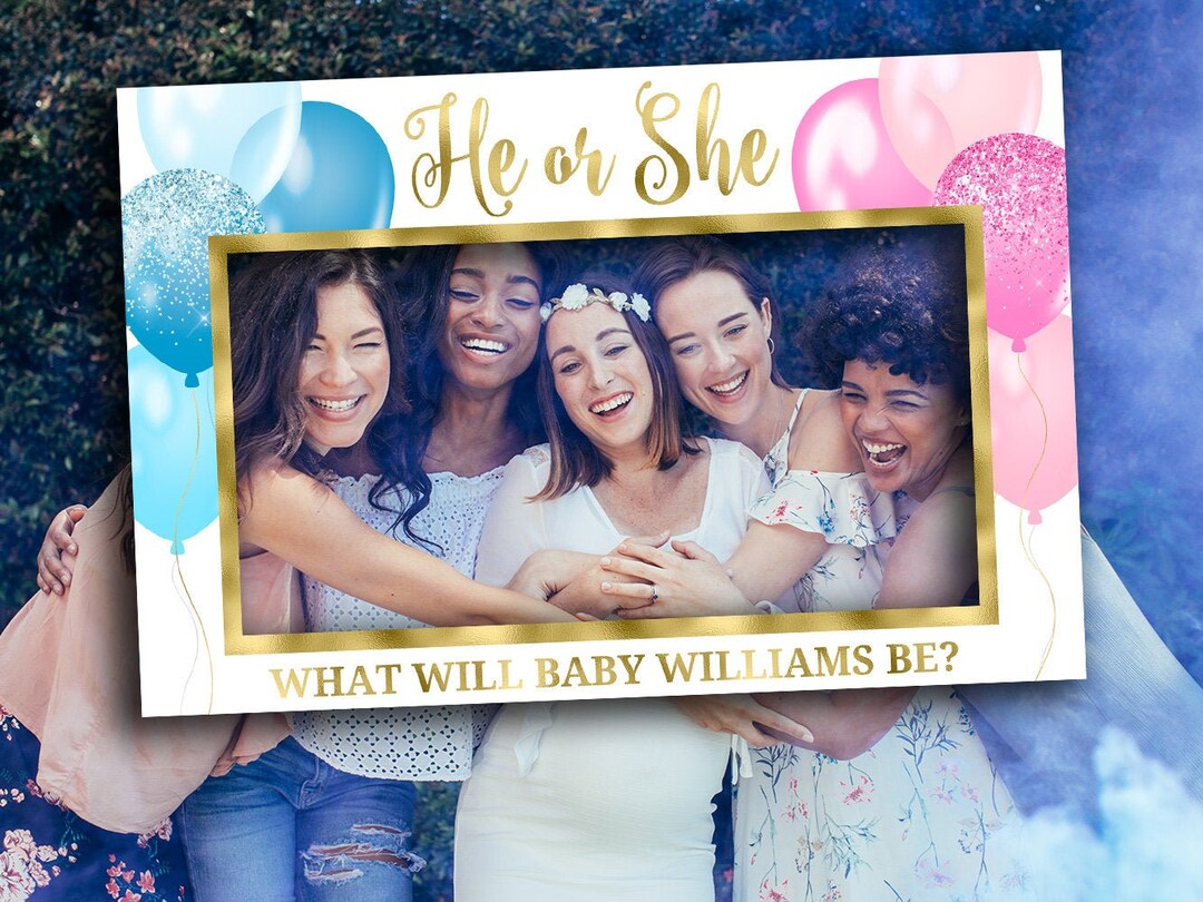 Gender Reveal Decorations Blue and Pink Gender Reveal Photo Booth Frame ...