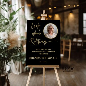 Retirement Sign, Retirement Party Decorations Black and Gold ...