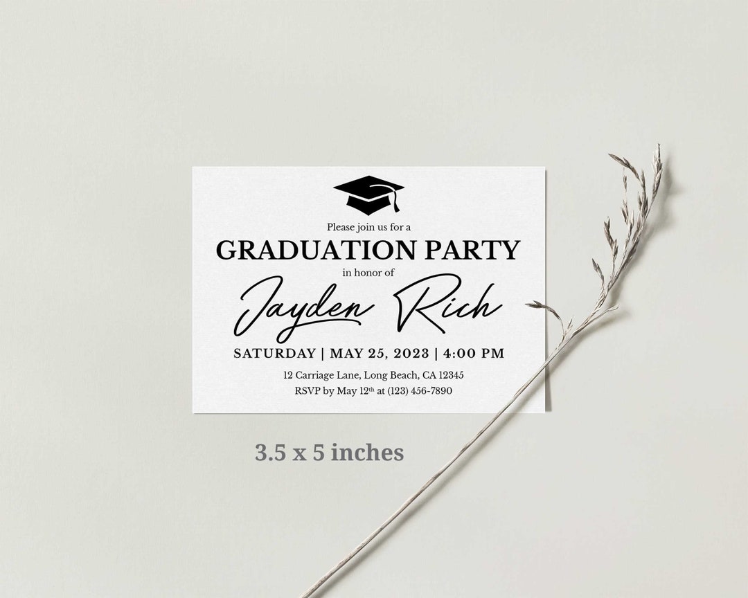 Graduation Party Insert Cards Printable Template Inserts 5 Size Options ...