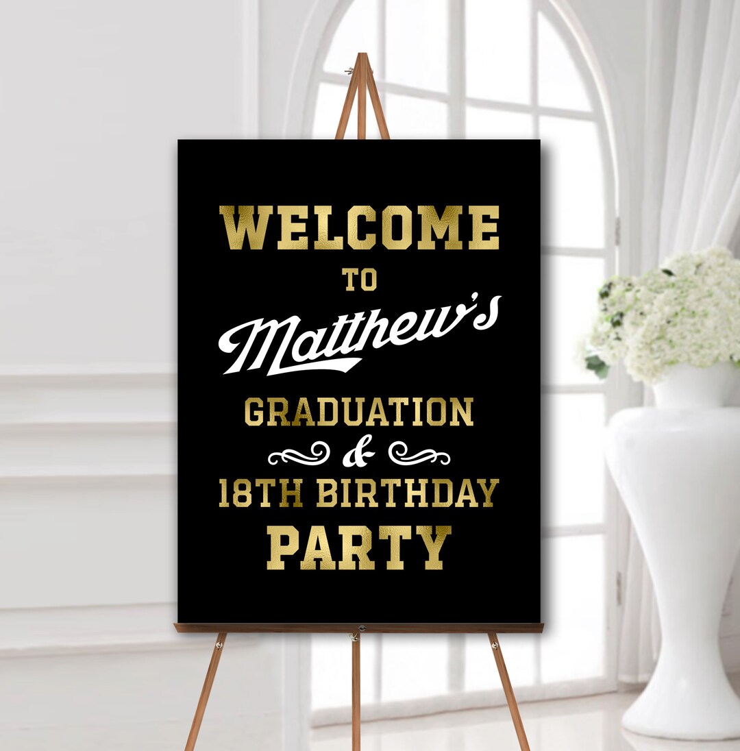 18th Birthday and Graduation Welcome Sign Boy Graduation and 18th ...