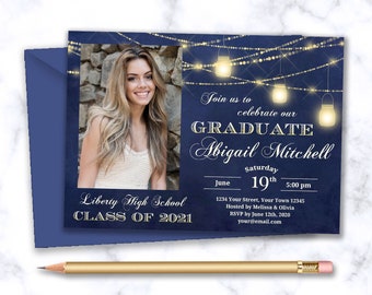 Navy Blue Graduation Party Sign Class of 2023 Banner - Etsy