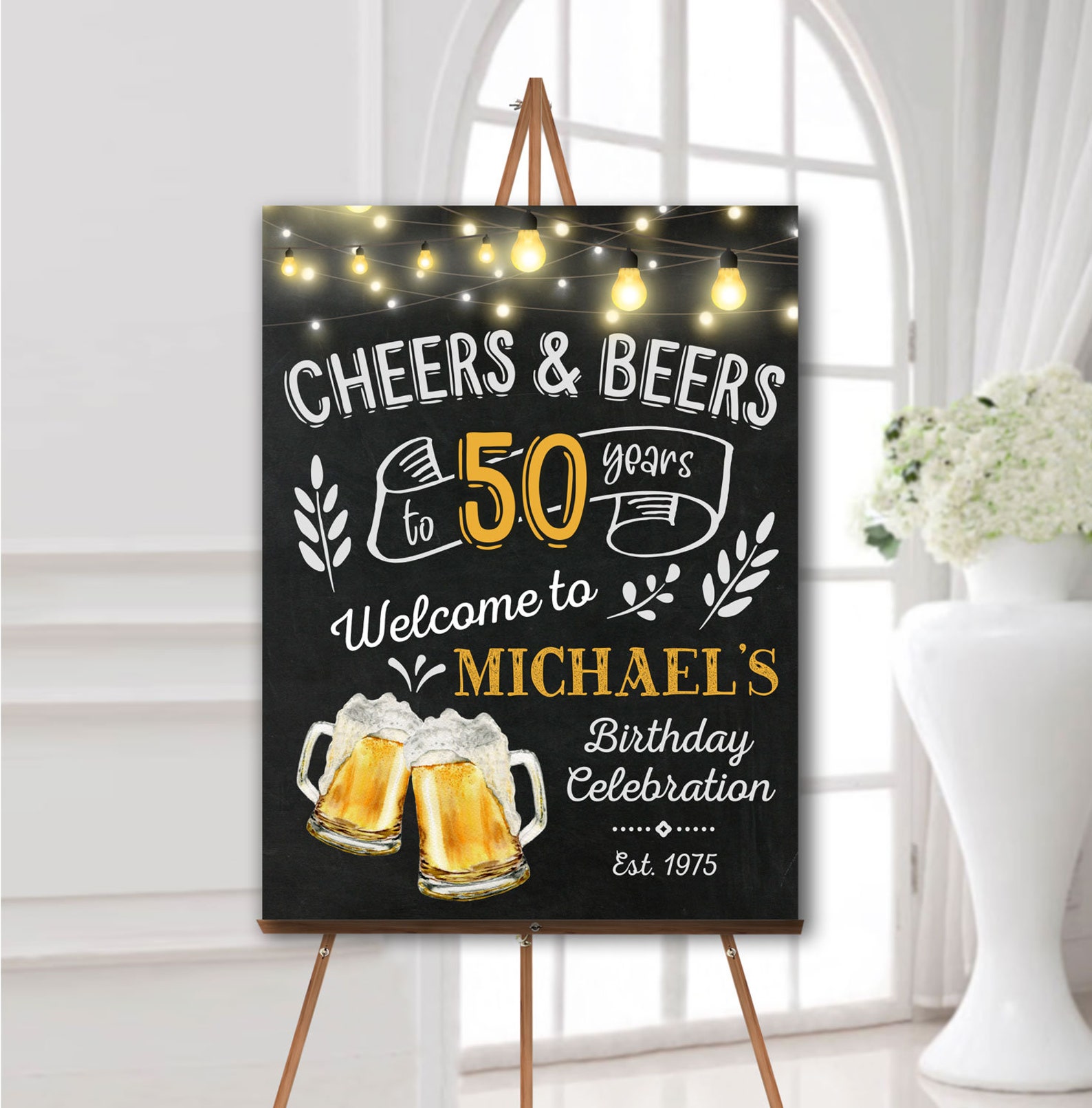Cheers and Beers Birthday Welcome Sign Chalkboard Cheers and Beers ...