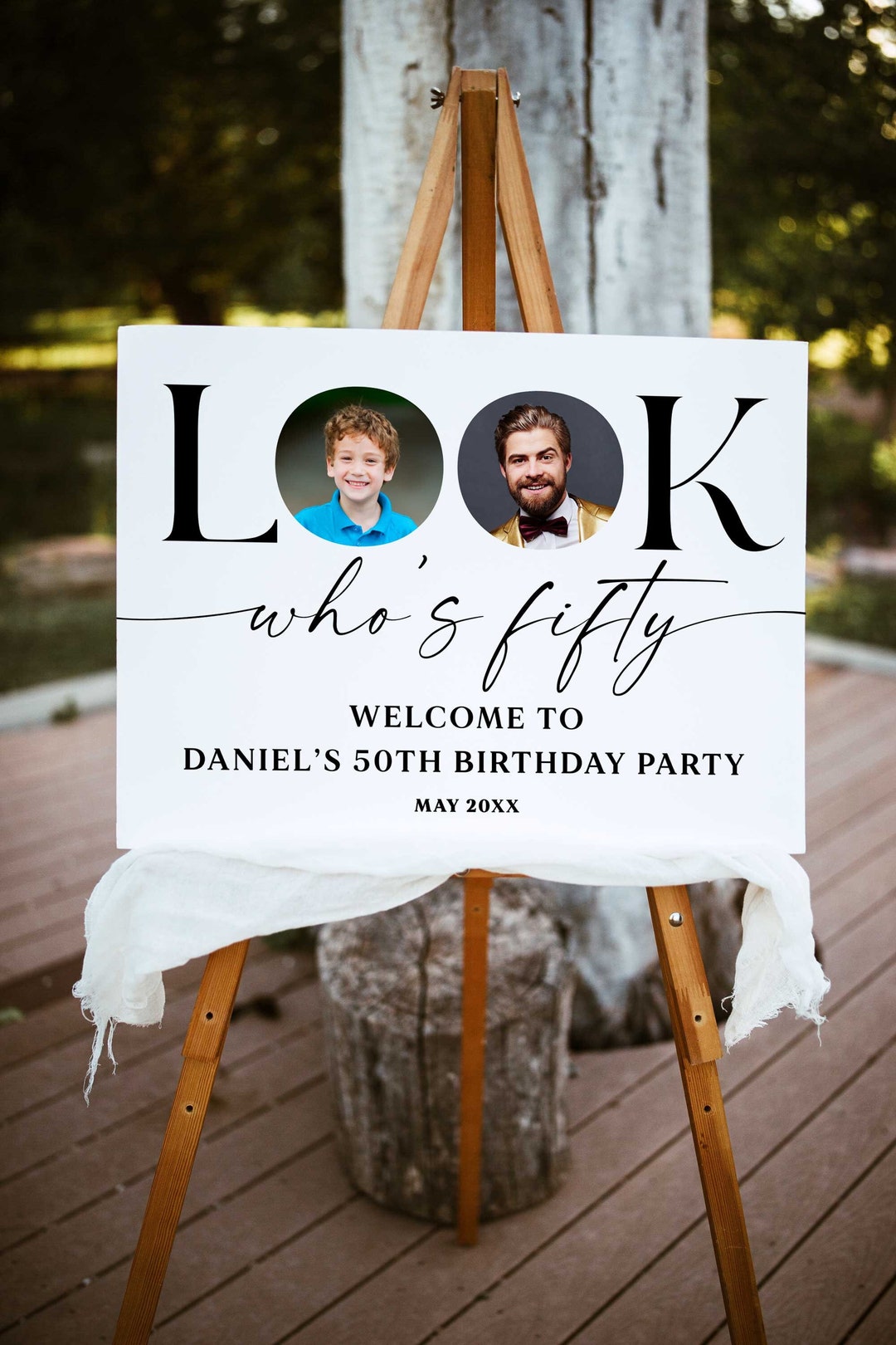 Look Whos 50 Welcome Board With Pictures, 50th Birthday Party Poster ...
