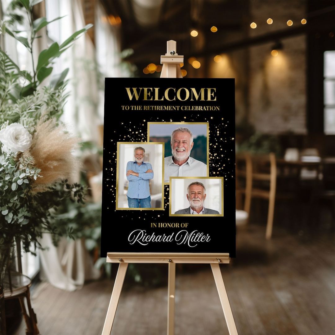 Retirement Party Sign With Pictutres, Custom Retirement Celebration ...