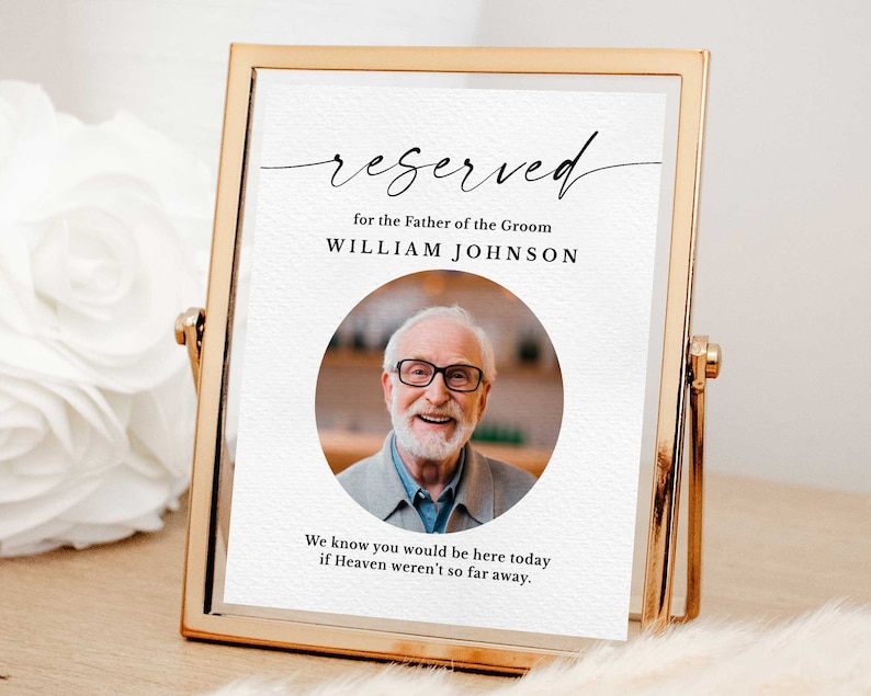 Reserved in Memory of the Father of the Groom or Bride Sign for Wedding ...