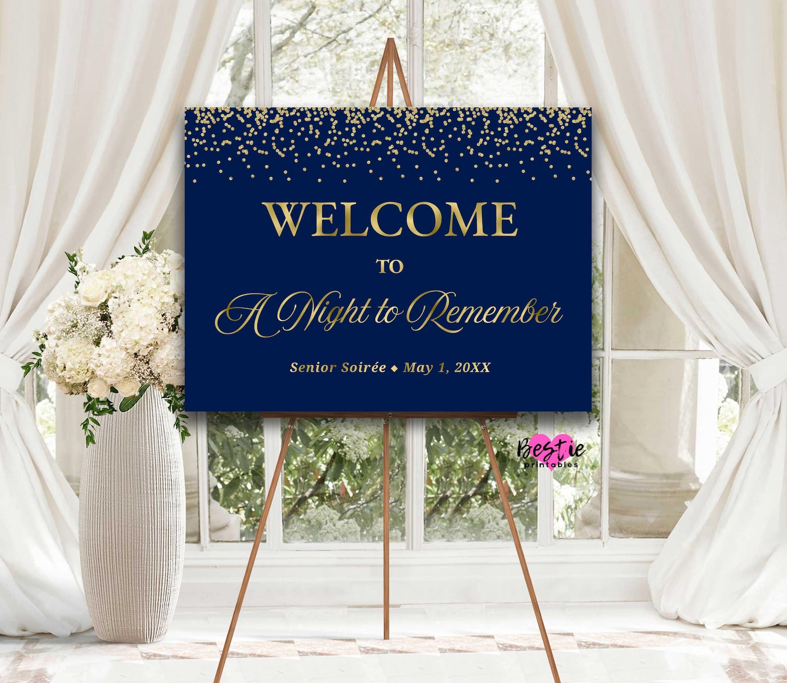Navy & Gold Senior Prom Sign, Night to Remember Theme (foam Board or ...