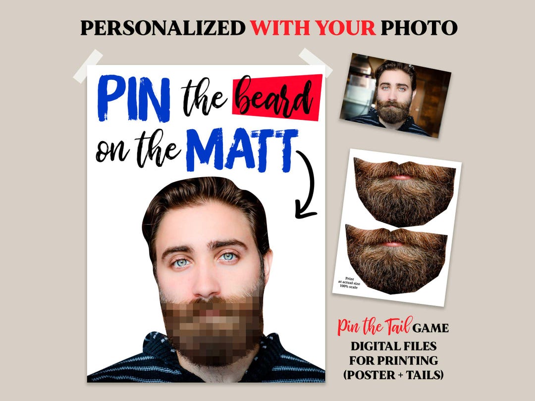 Pin the Beard Hair on Birthday Man, Bachelorette Party, Pin the Tail on ...