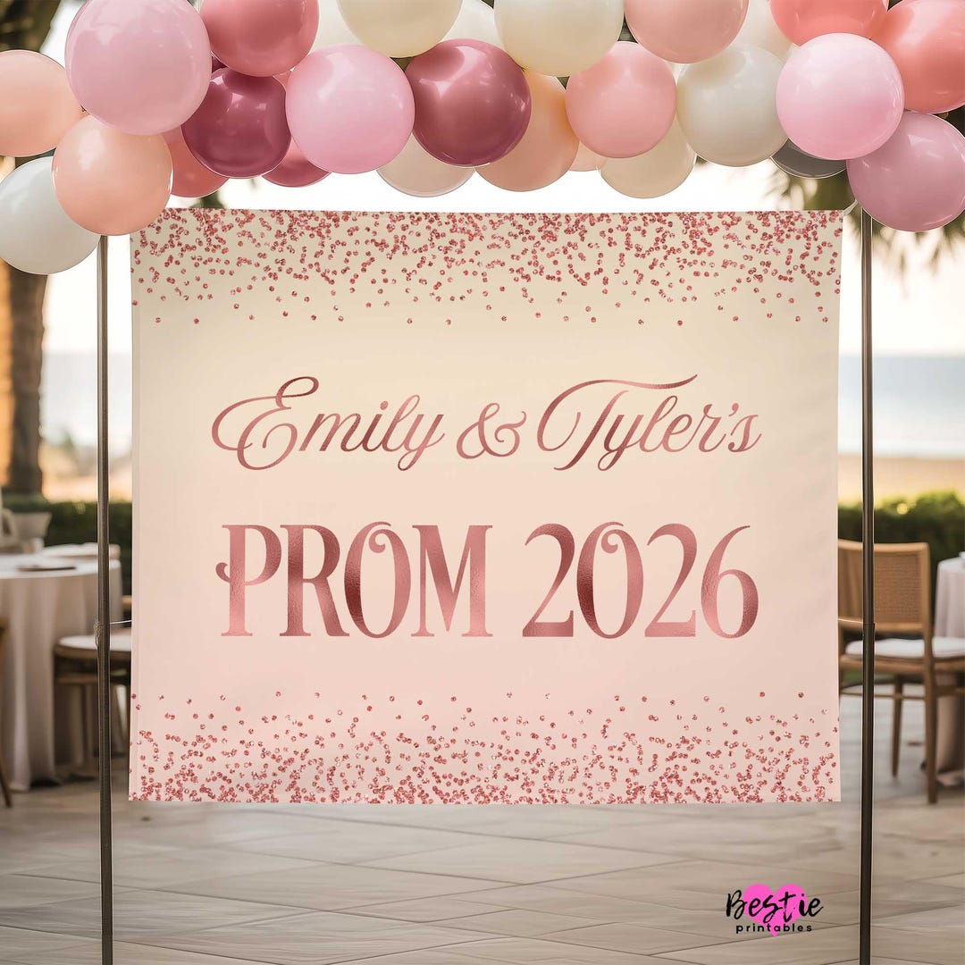 Rose Gold Prom 2026 Backdrop Banner (digital or Printed) - Etsy
