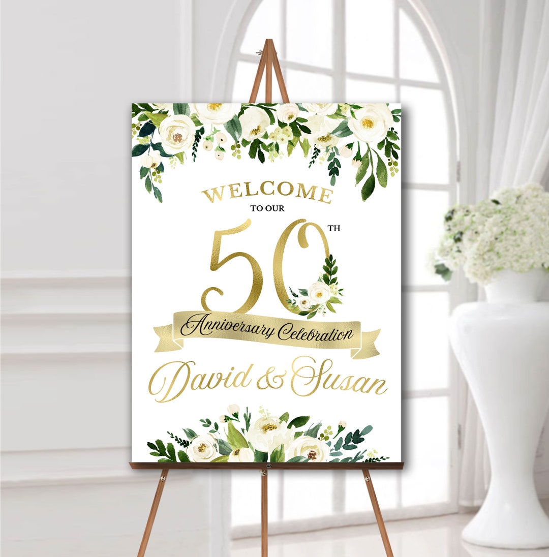 50th Wedding Anniversary Welcome Sign Any Year Anniversary Poster ...