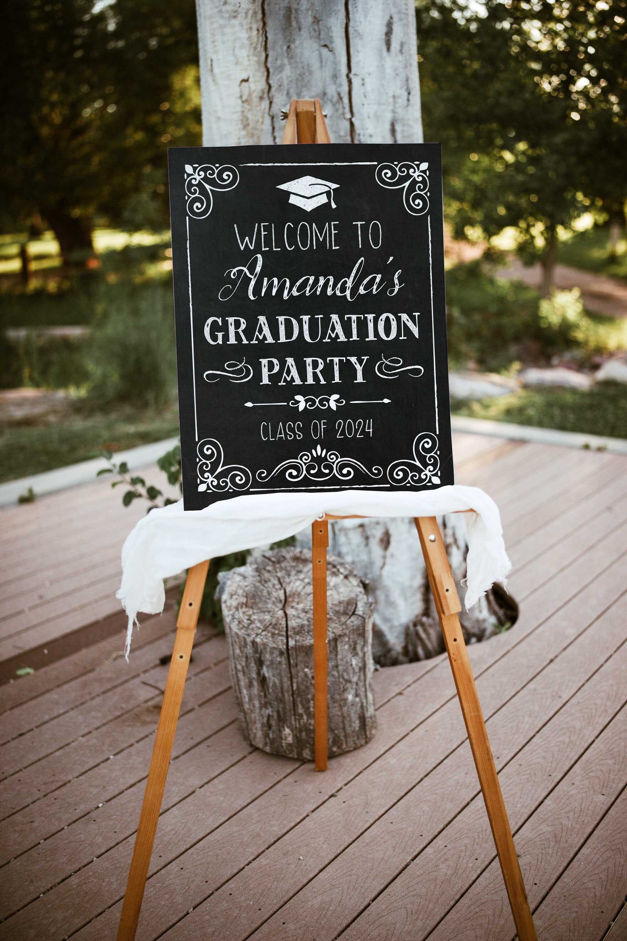 Graduation Welcome Sign Chalkboard, Graduation Party Poster 2024, Foam ...