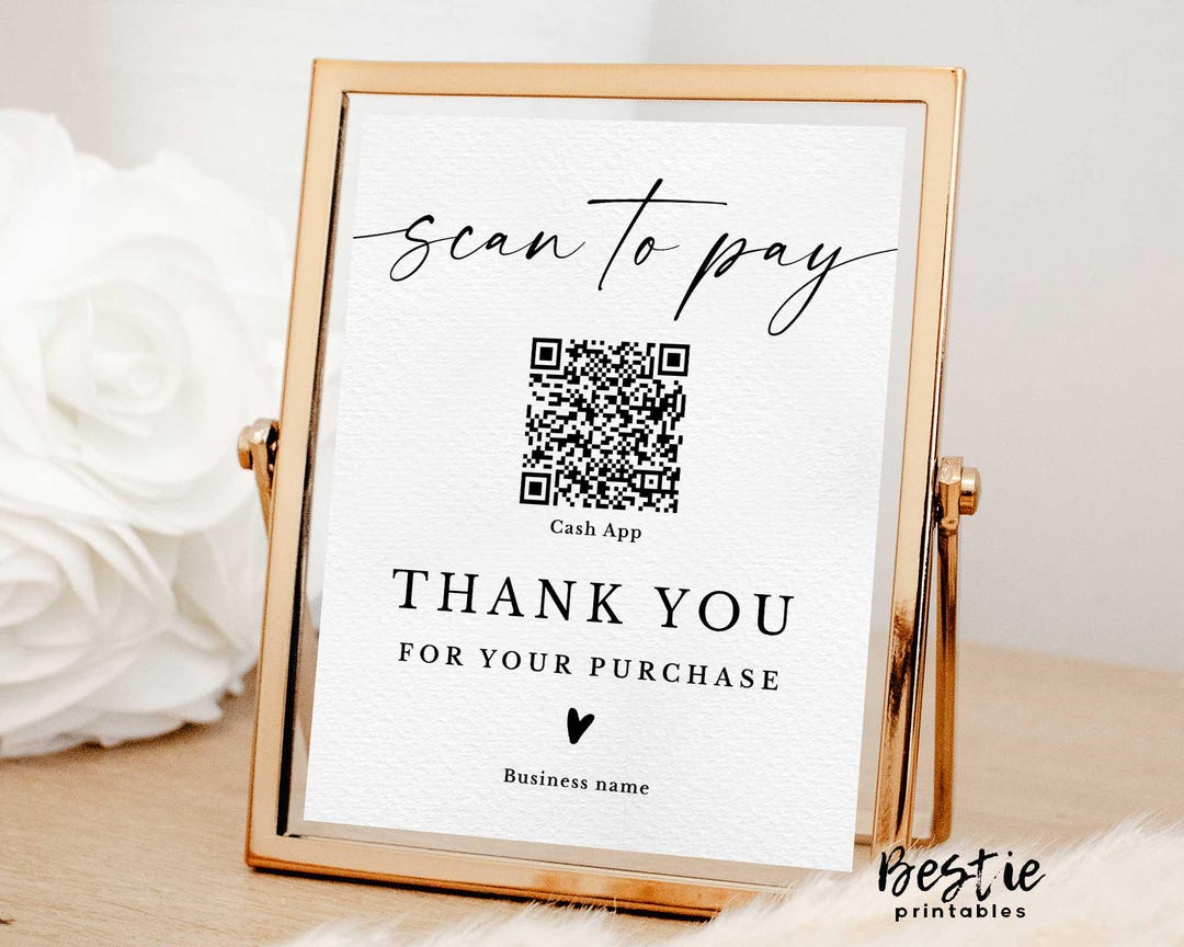 Scan to Pay Sign, QR Code Sign Printable, Small Business Marketing ...