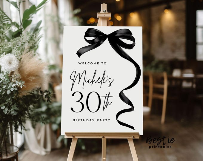 Custom 30th Birthday Welcome Sign Black and White 30th Birthday Welcome ...