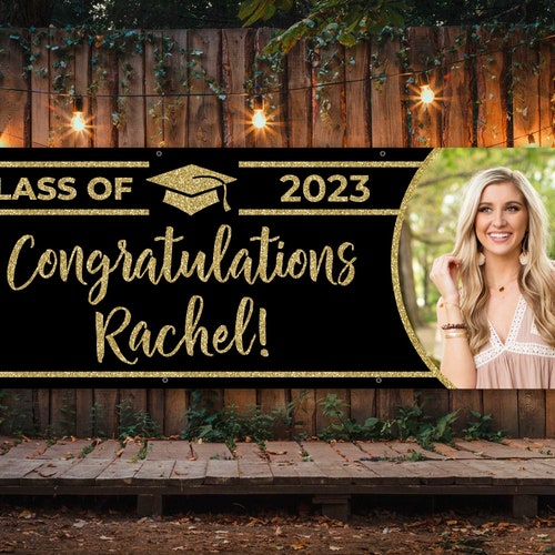 Rose Gold Graduation Backdrop Banner With Photo Graduation - Etsy